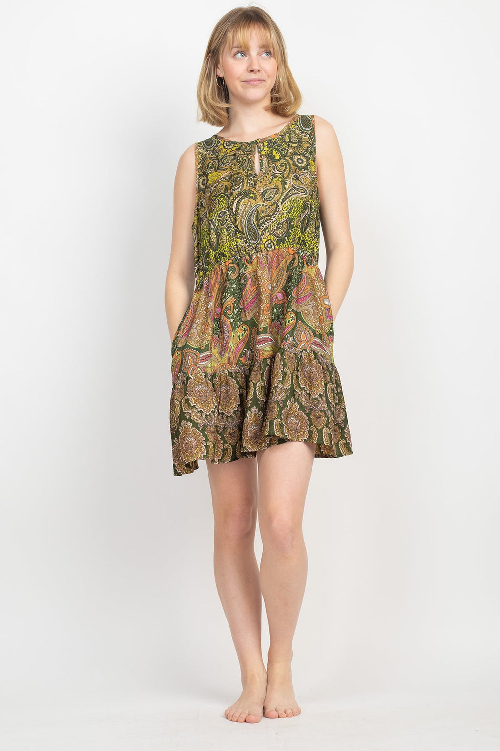 Ruffled Paisley Mini Dress – Lakhay-Retail