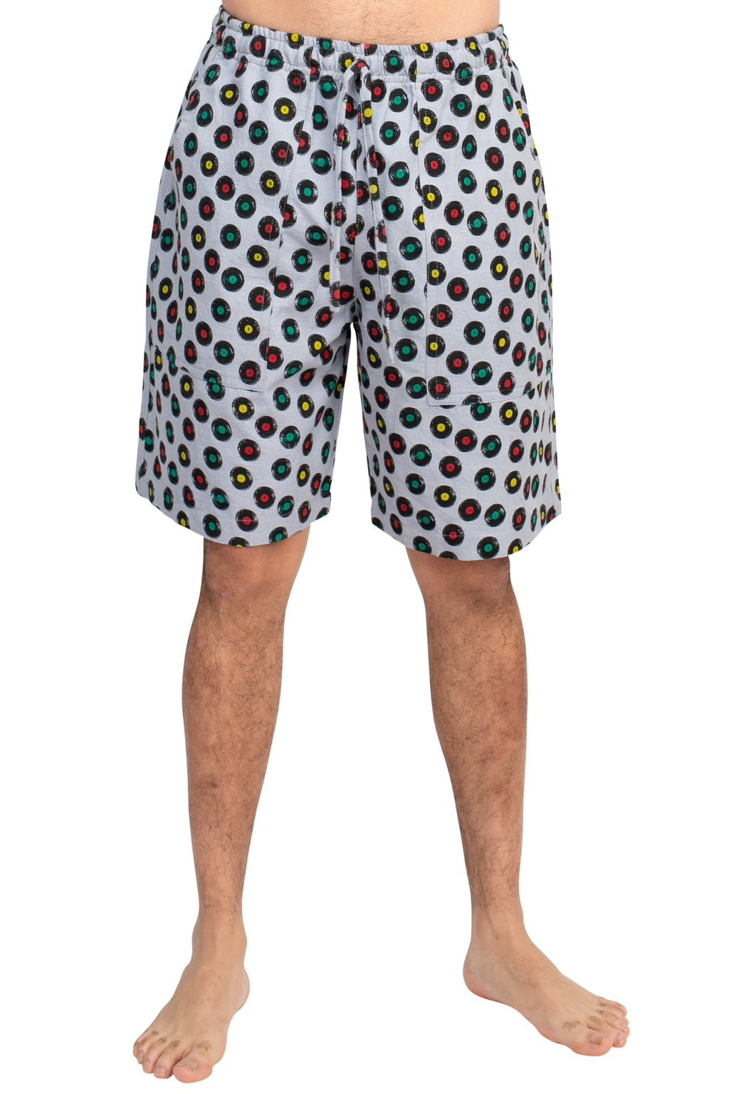 Rasta Vinyl Record Long Men's Shorts - Cotton Woven Reggae Festival ...